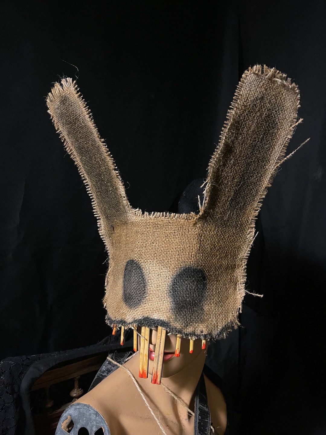 Creepy Rabbit Mask, Scary Masquerade Mask, Burlap Evil Bunny Mask ...