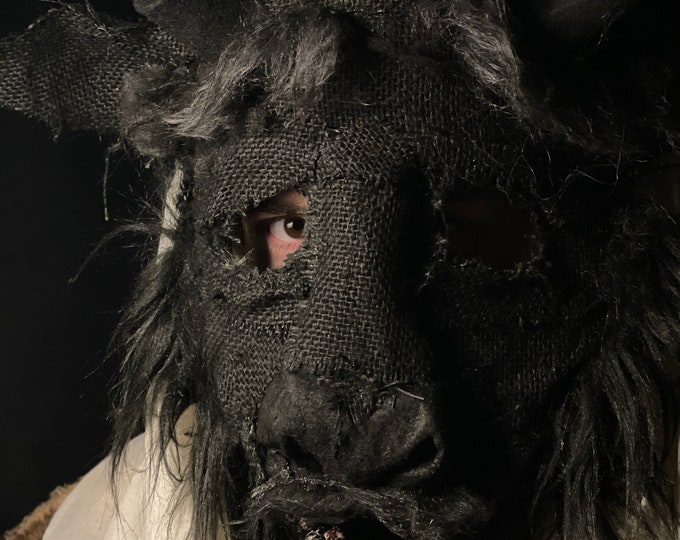 Creepy Scary Burlap Werewolf Mask Adult Halloween Costume Handmade ...