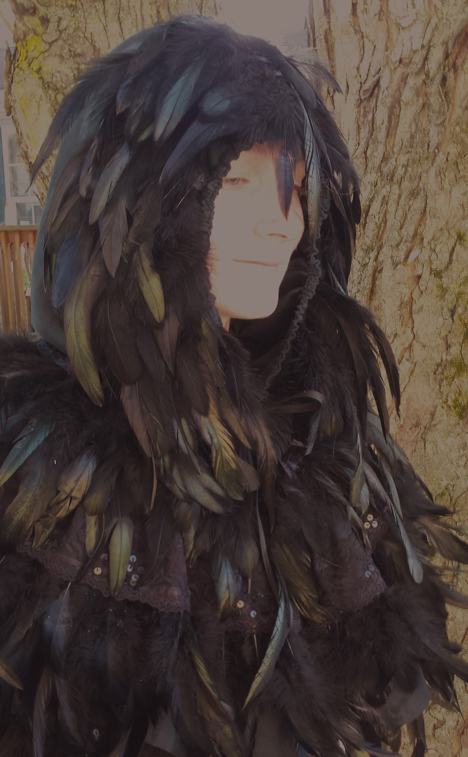 Women Black Hooded Cloak Art