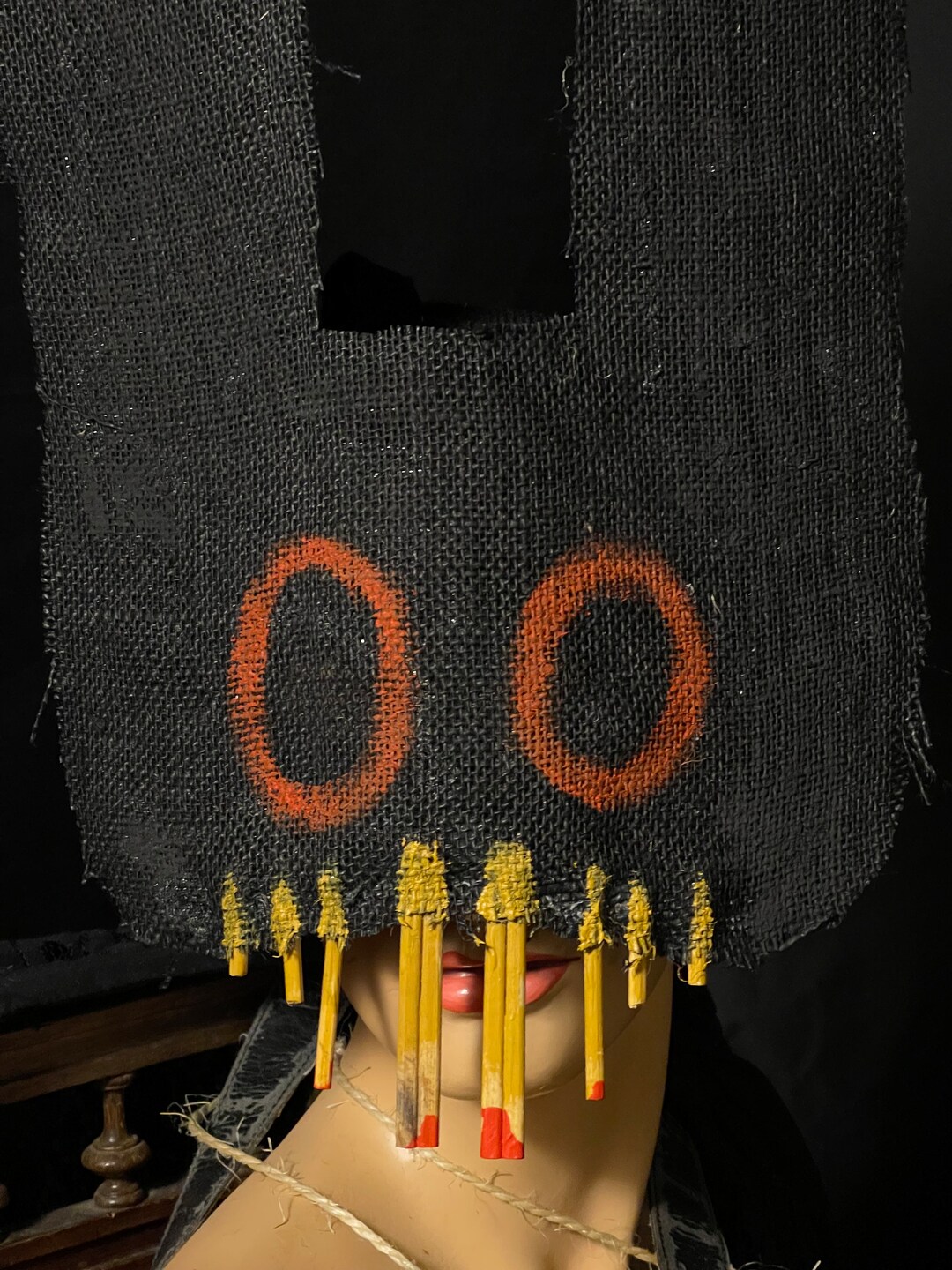 Creepy Rabbit Mask, Scary Masquerade Mask, Black Burlap Evil Bunny Mask ...