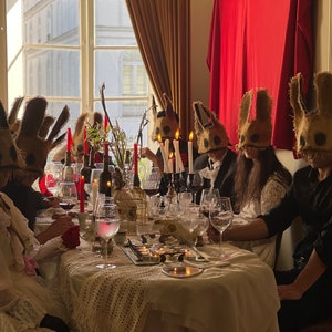 Creepy Rabbit Mask, Scary Masquerade Mask, Burlap Evil Bunny Mask ...