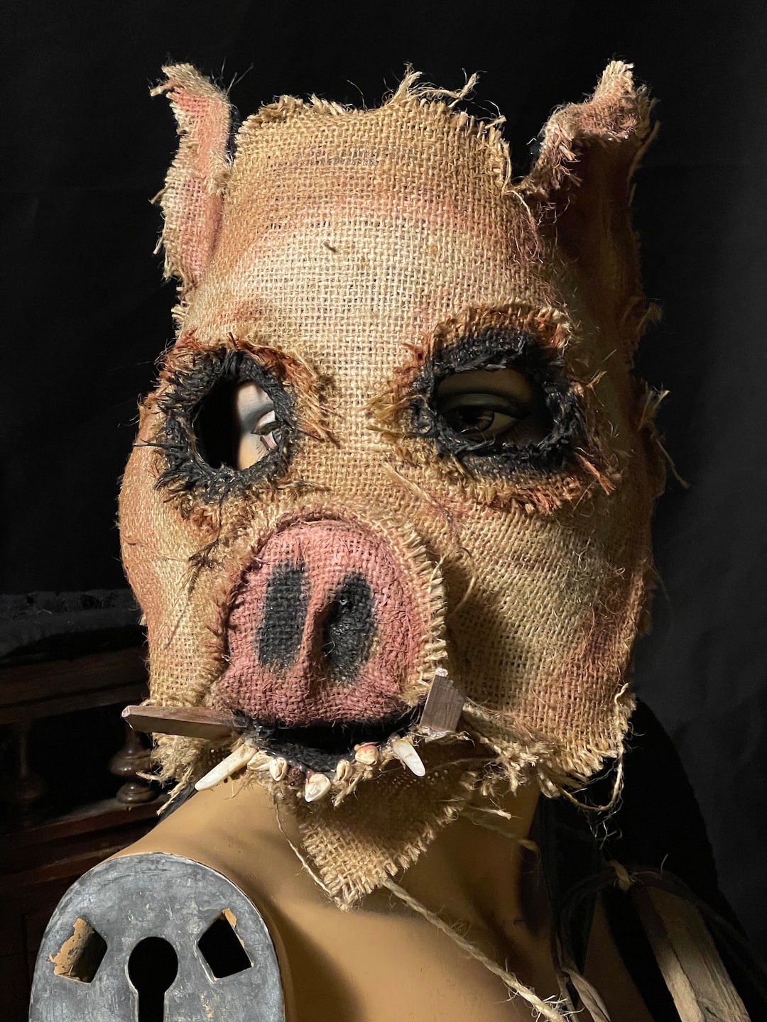Creepy Scary Pig Hog Folk Horror Mask Adult Halloween Boar Costume ...