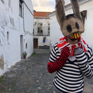 Creepy Scary Rabbit Mask, Burlap Scarecrow Easter Bunny Adult Halloween ...