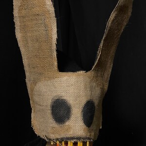 Creepy Rabbit Mask, Scary Masquerade Mask, Burlap Evil Bunny Mask ...