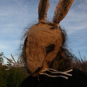 Creepy Scary Burlap Rabbit Mask Handmade Custom Halloween - Etsy