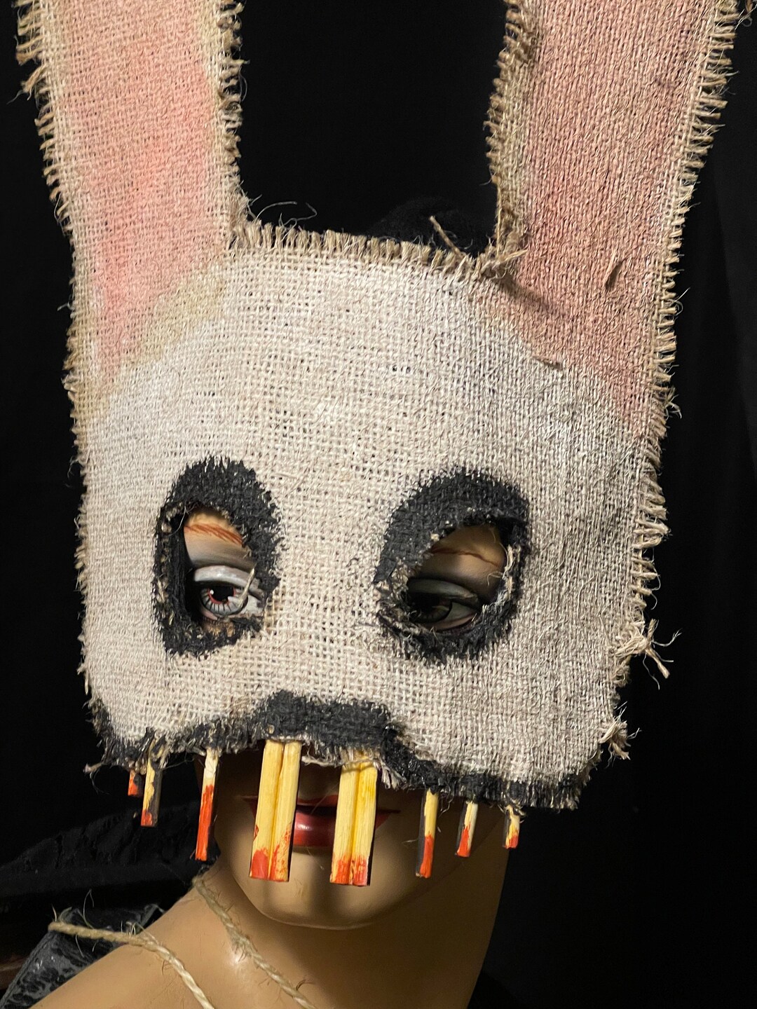 Scary White Rabbit Mask Mardi Gras Masquerade Mask Burlap Bunny Mask ...