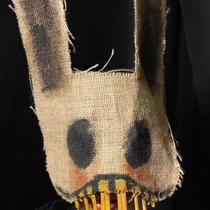 Creepy Rabbit Mask, Scary Masquerade Mask, Burlap Evil Bunny Mask ...