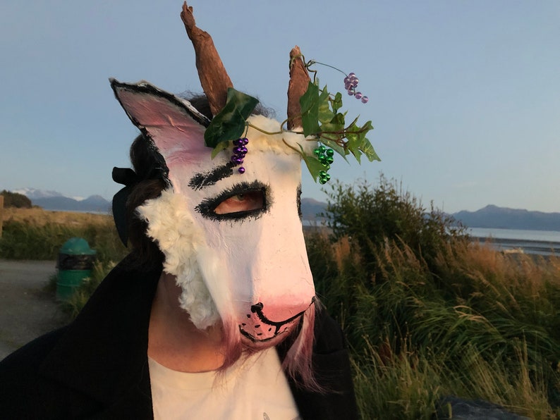 Goat Mask Satyr Cosplay Costume Pagan Wine God Pan Bacchus | Etsy
