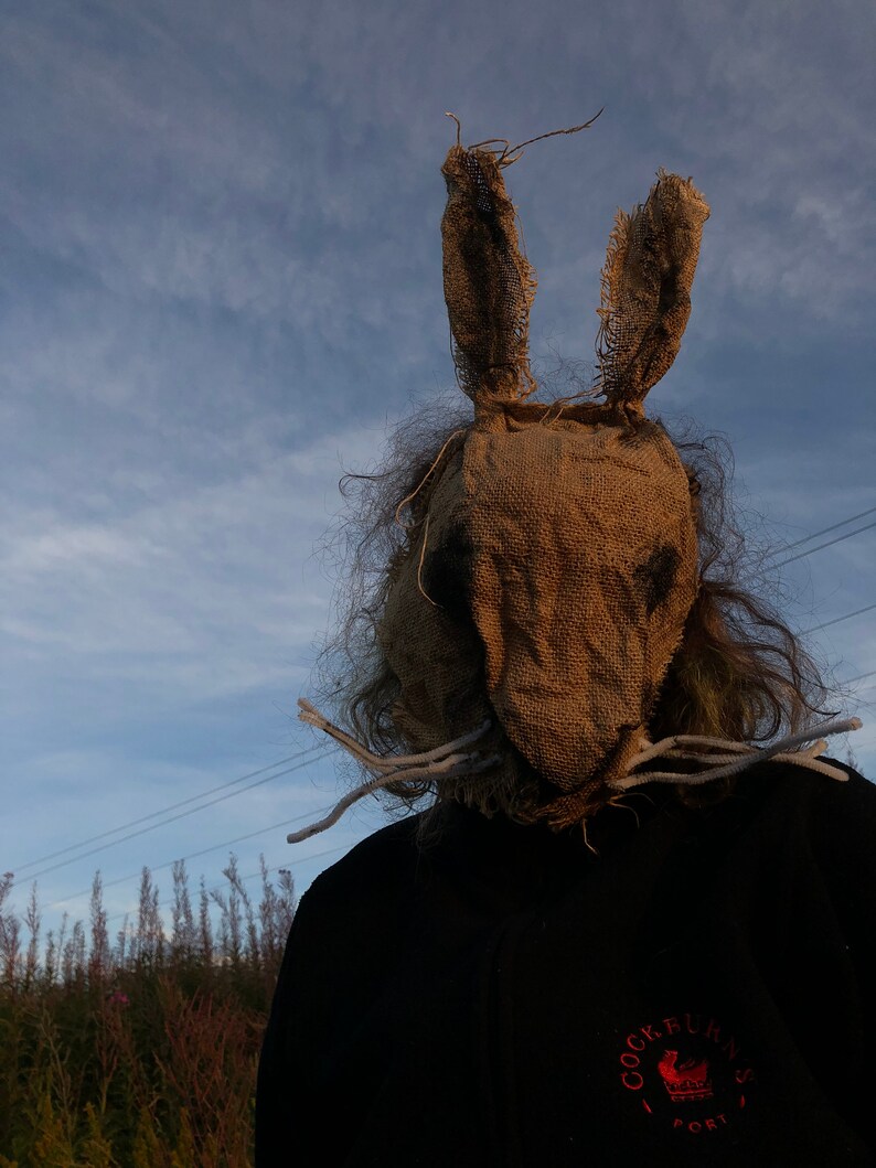 Creepy Scary Burlap Rabbit Mask Handmade Custom Halloween | Etsy
