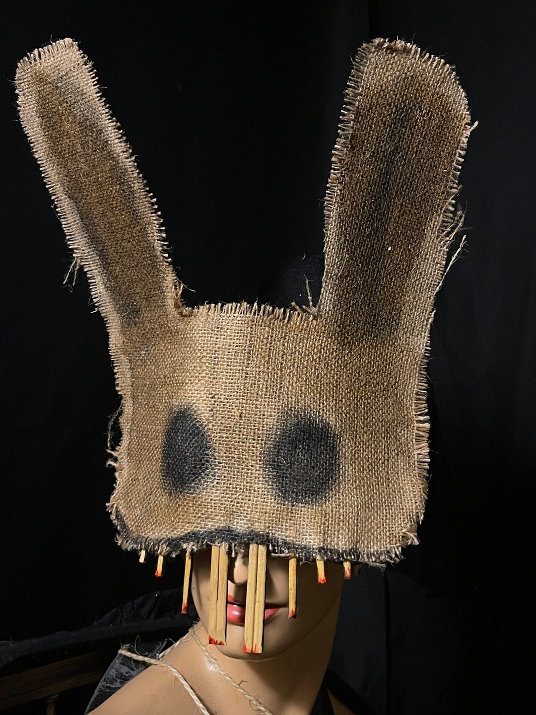 Creepy Rabbit Mask, Scary Masquerade Mask, Burlap Evil Bunny Mask ...