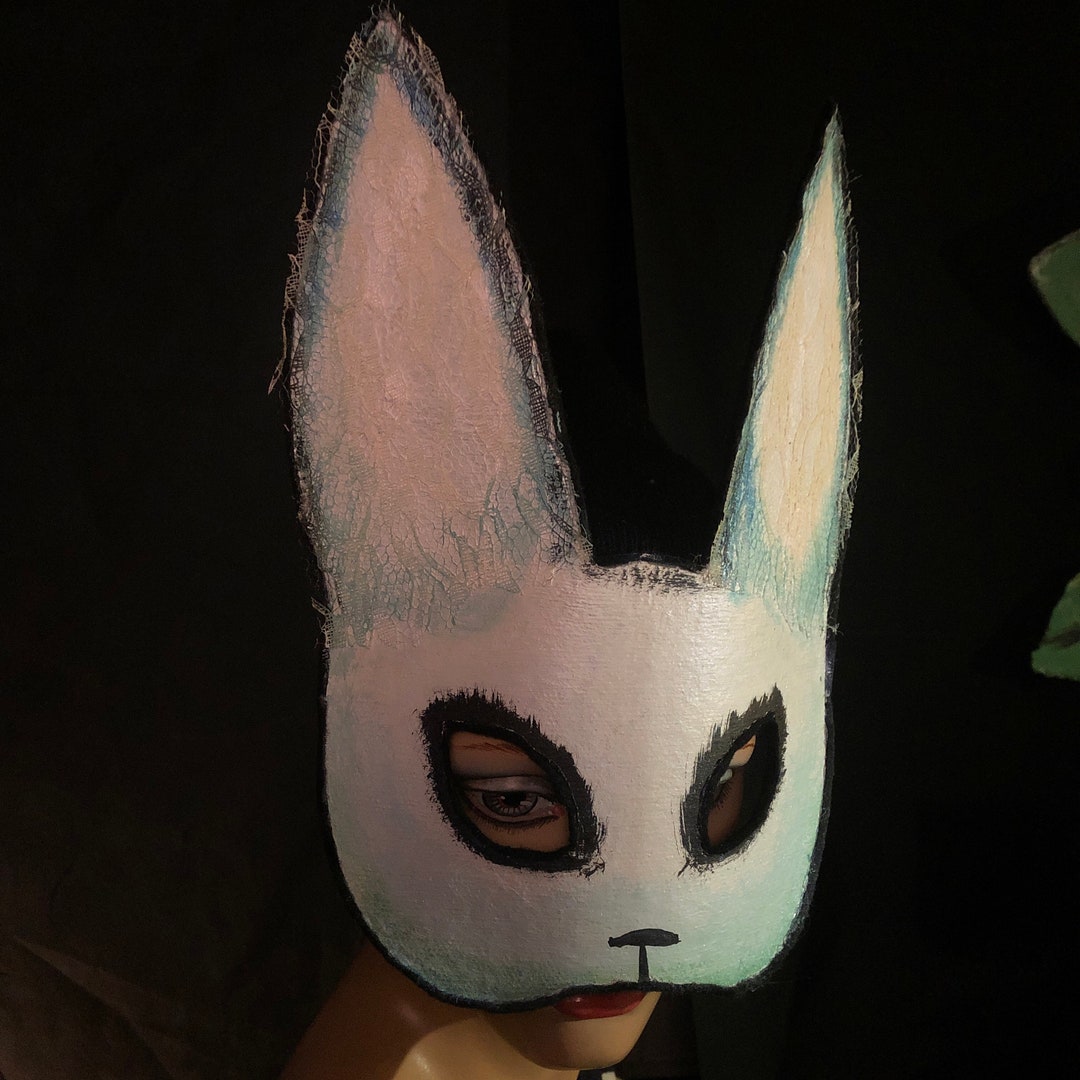 White Rabbit Easter Masquerade Mask - Creepy Bunny Adult Halloween Mask ...