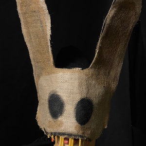 Creepy Rabbit Mask, Scary Masquerade Mask, Burlap Evil Bunny Mask ...