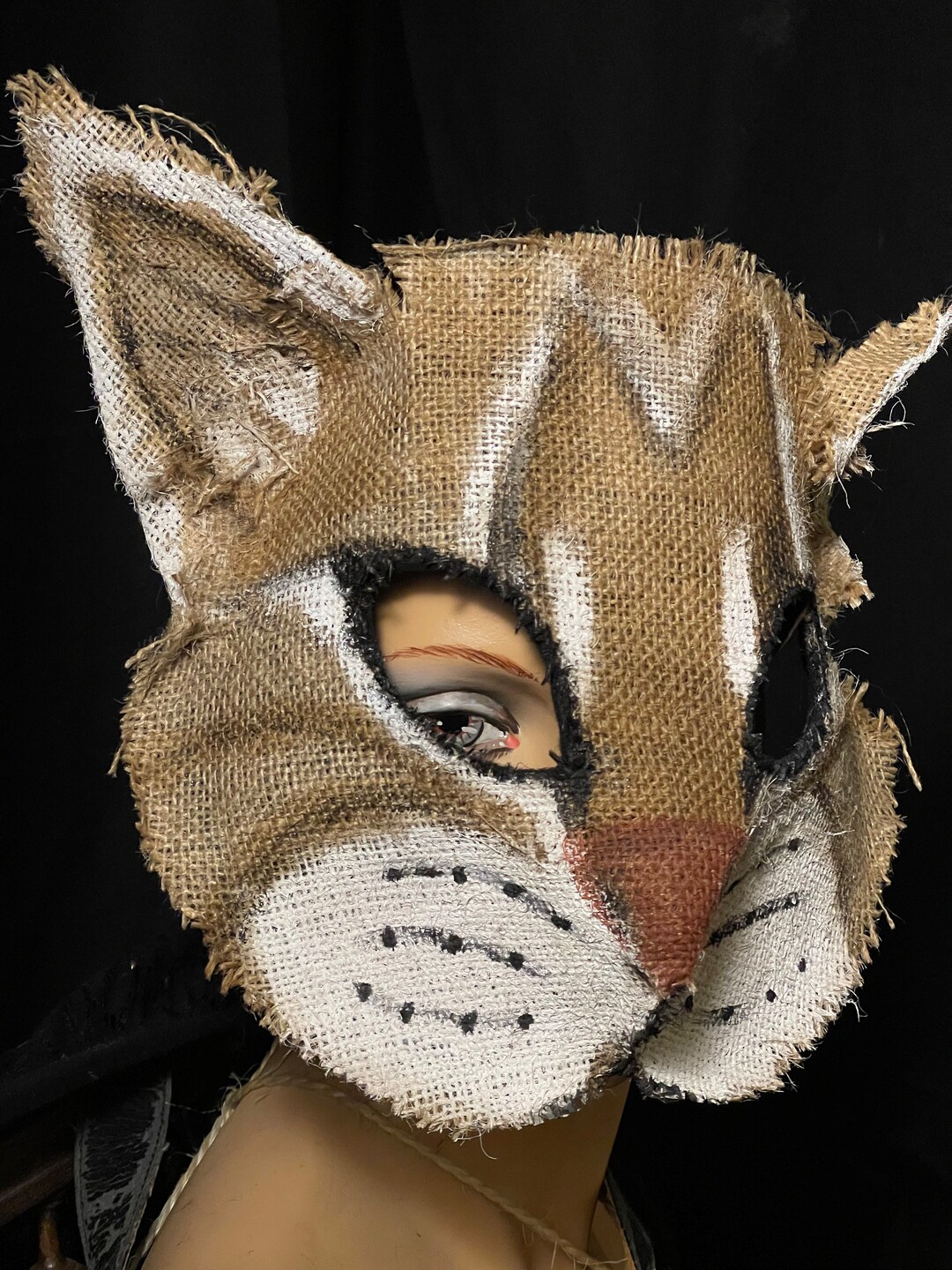 Cat Mask - Burlap Mask for Halloween Costumes for Parades, Masquerades ...