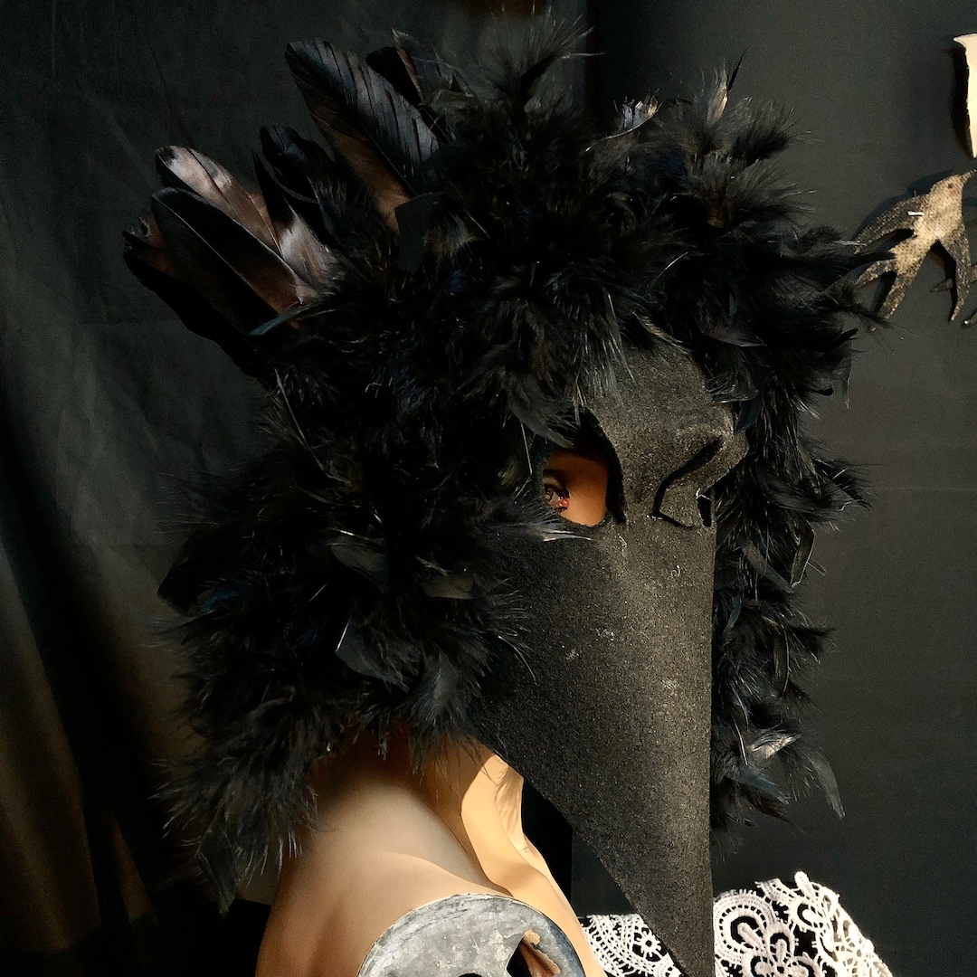 Set of 3 Crow Raven Masks Goth Raven Creepy Crow Mask Halloween ...
