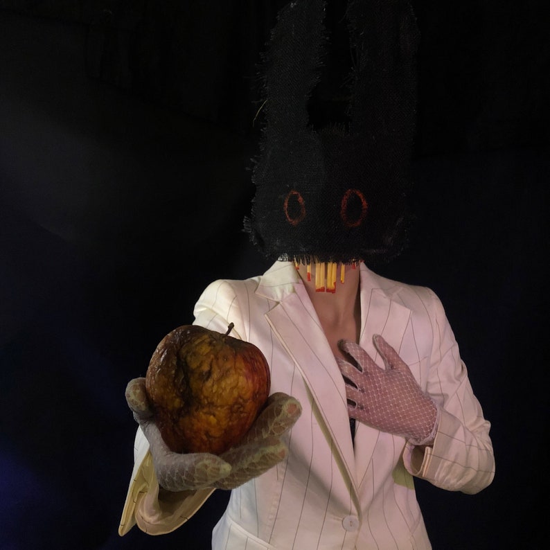 Creepy Rabbit Mask Scary Masquerade Mask Black Burlap Evil | Etsy