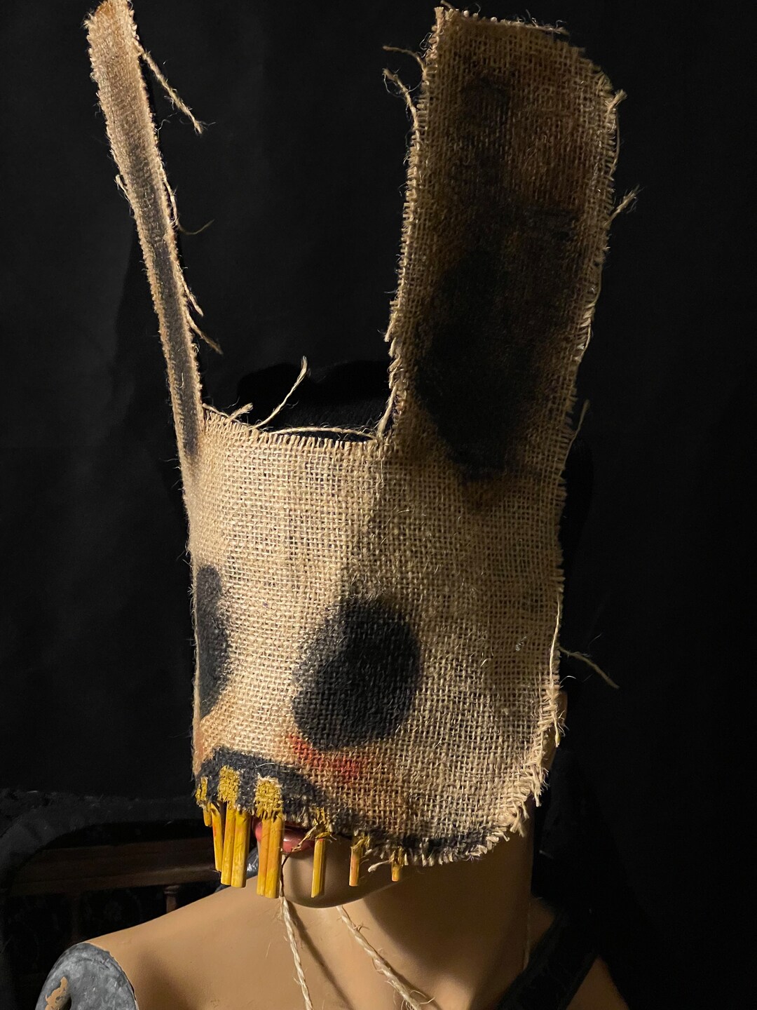 Creepy Rabbit Mask, Scary Masquerade Mask, Burlap Evil Bunny Mask ...