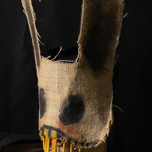 Creepy Rabbit Mask, Scary Masquerade Mask, Burlap Evil Bunny Mask ...