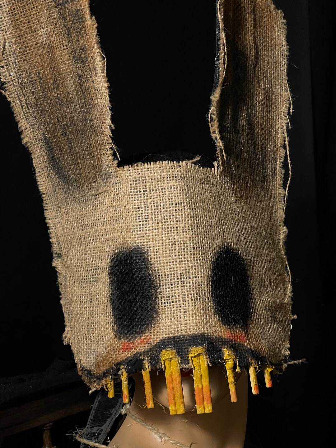 Creepy Rabbit Mask, Scary Masquerade Mask, Burlap Evil Bunny Mask ...