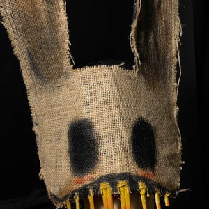 Creepy Rabbit Mask, Scary Masquerade Mask, Burlap Evil Bunny Mask ...