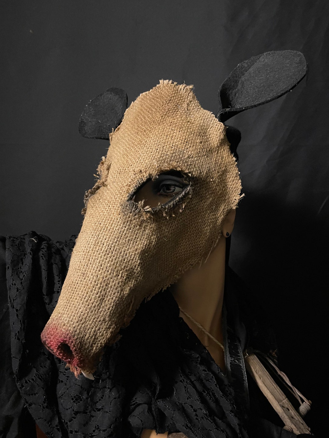 Creepy Cute Burlap Opossum Possum Mask Adult Halloween, Masquerade ...