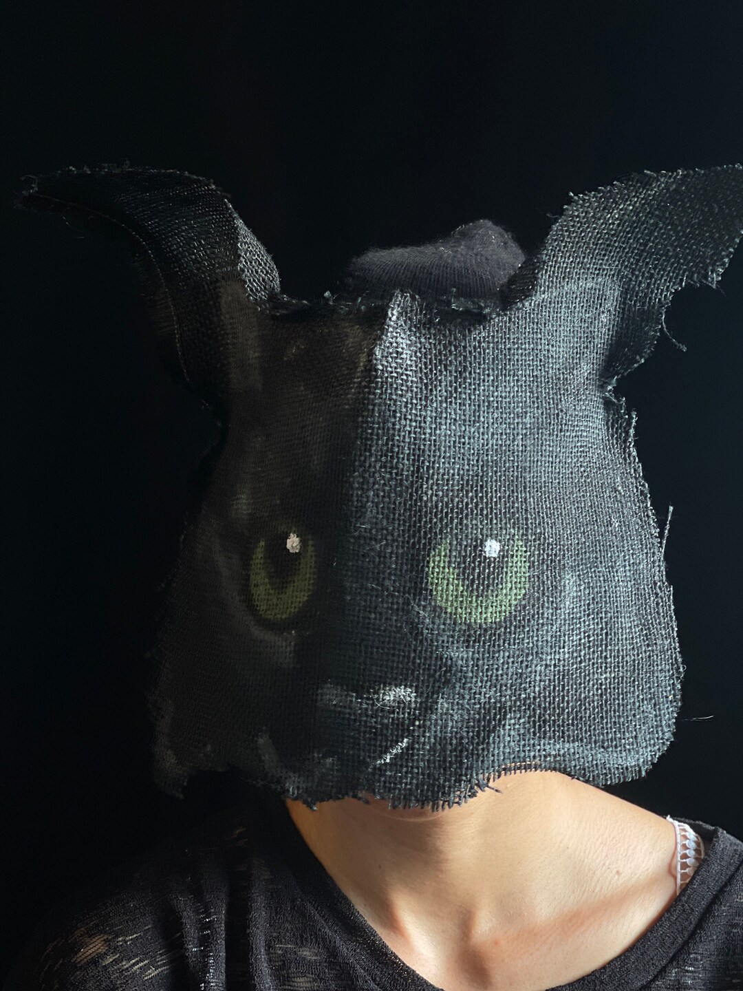Black Cat Mask - Burlap Adult Halloween Costumes for Masquerades ...