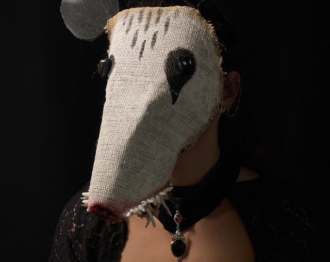 Creepy Cute Burlap Opossum Possum Mask Adult Halloween, Masquerade ...