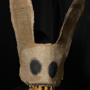 Creepy Rabbit Mask, Scary Masquerade Mask, Burlap Evil Bunny Mask ...