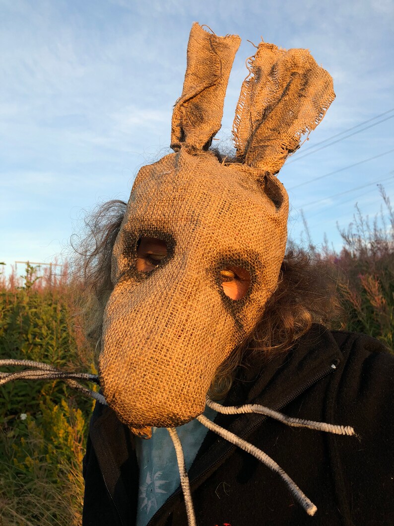 Creepy Scary Burlap Rabbit Mask Handmade Custom Halloween | Etsy
