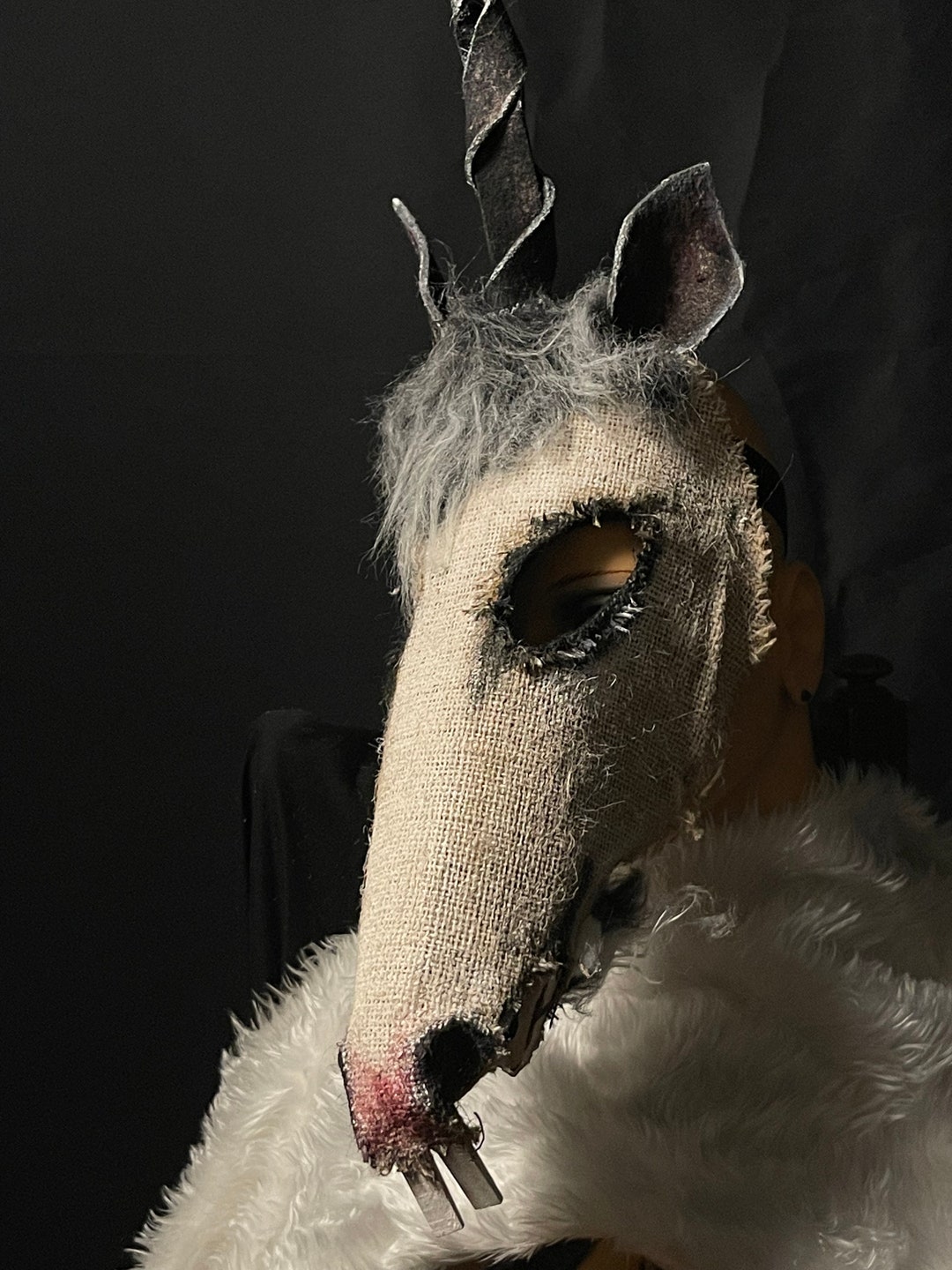 Creepy Unicorn Masks Handmade Folk Horror Art Mask for Halloween ...