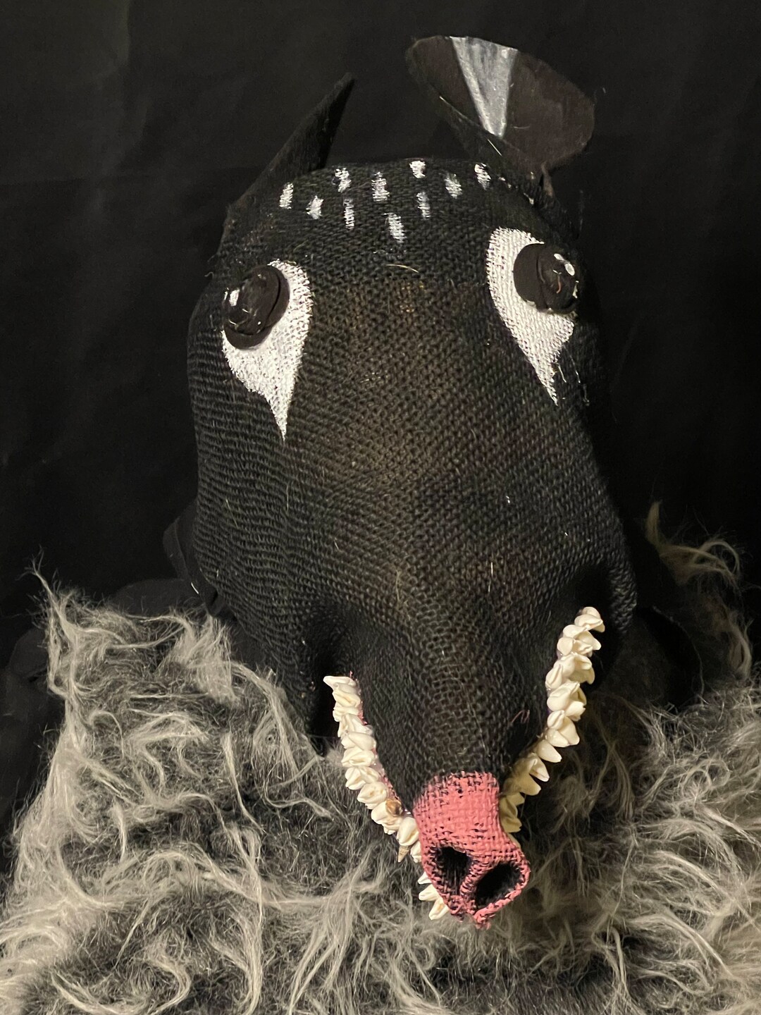 Creepy Cute Black Burlap Possum Mask - Adult Halloween, Masquerade ...