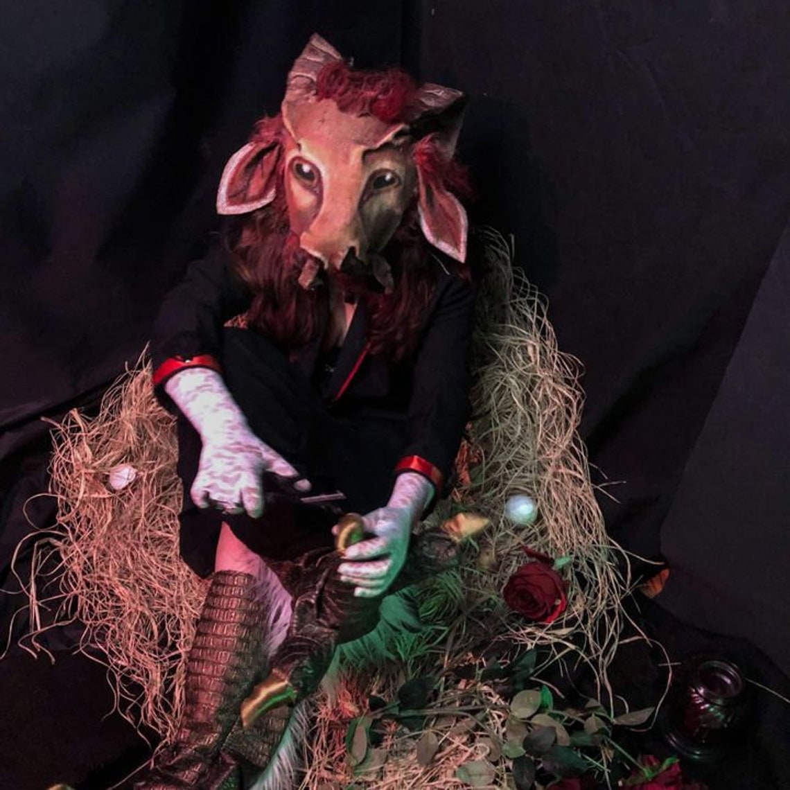 Goat Mask Burlap Goat Mask Cosplay Theater Photo Shoot | Etsy