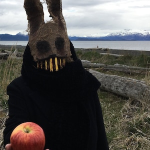 Creepy Scary Rabbit Masks - Burlap Scarecrow Easter Bunny - Adult ...
