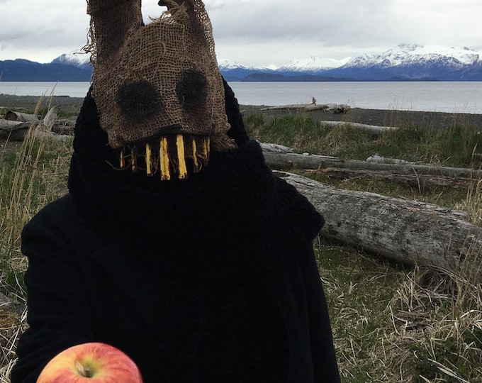 Creepy Scary Burlap Horror Mask Adult Halloween Costume Handmade Custom ...