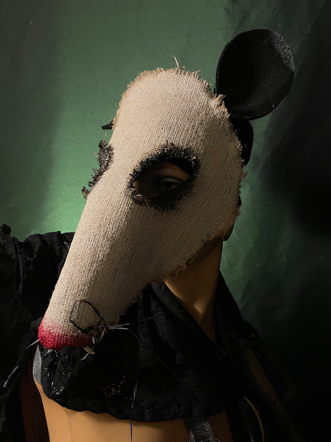 Creepy Cute Burlap Opossum Possum Mask Adult Halloween, Masquerade, Rat ...