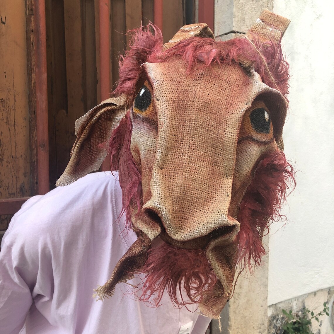 Goat Mask Burlap Goat Mask Cosplay Theater Photo Shoot - Etsy