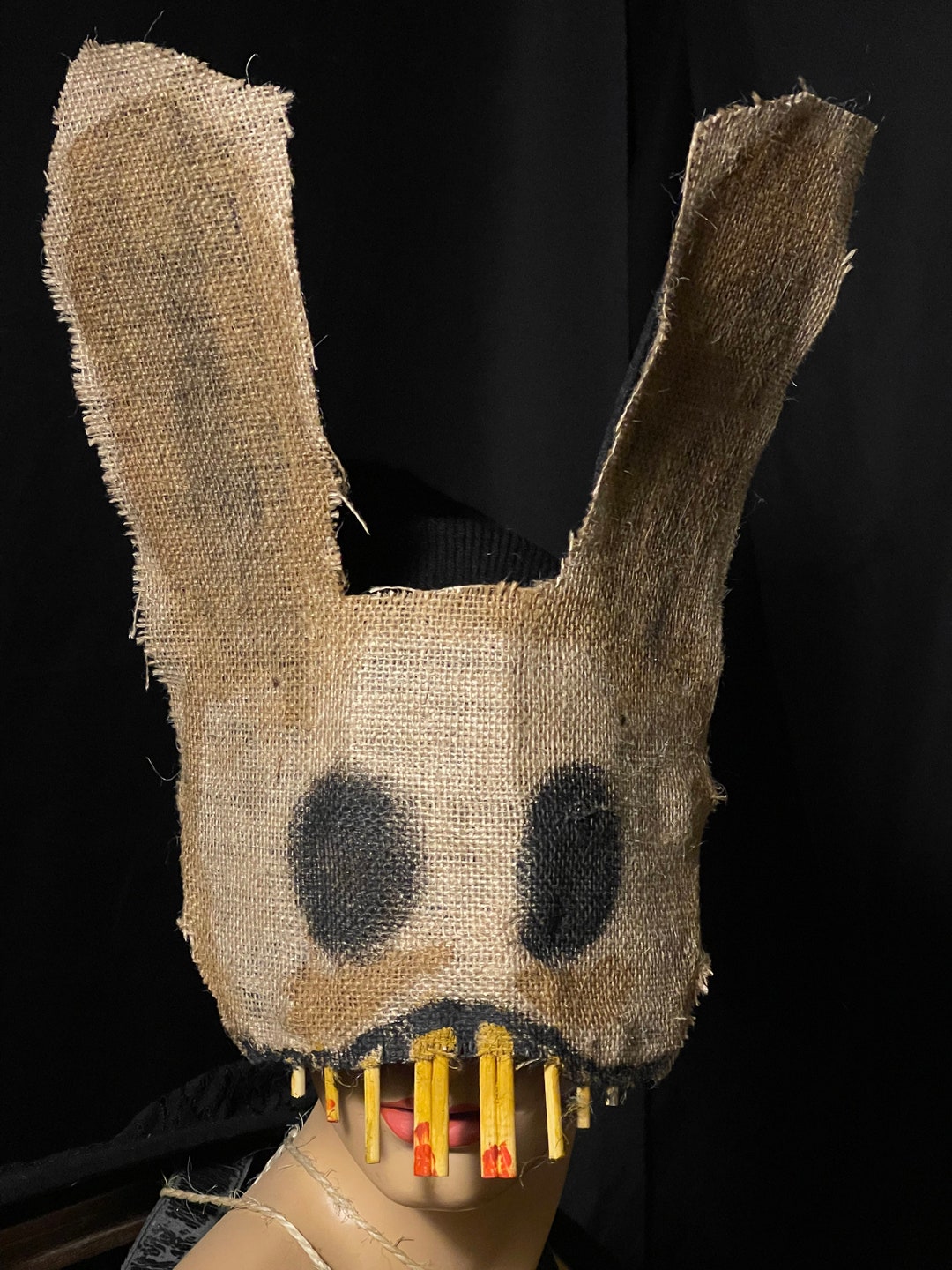 Creepy Rabbit Mask, Scary Masquerade Mask, Burlap Evil Bunny Mask ...