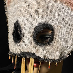 Scary White Rabbit Mask Mardi Gras Masquerade Mask Burlap Bunny Mask ...