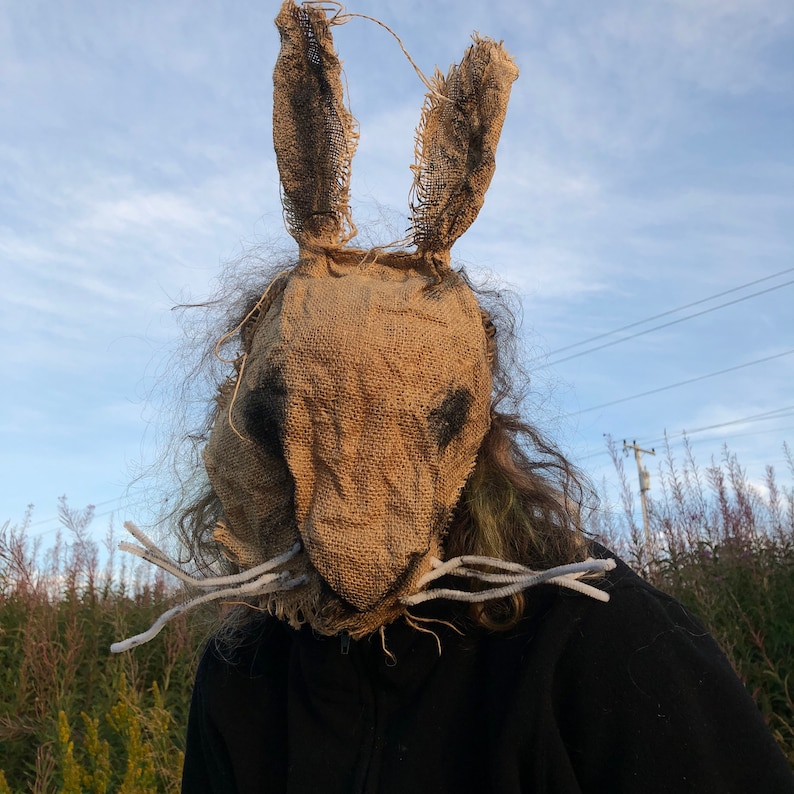 Creepy Scary Burlap Rabbit Mask Handmade Custom Halloween - Etsy