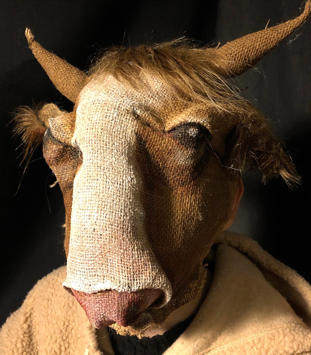 Handmade Burlap Cow Mask: Cosplay Costume Theater Photo Prop - Etsy