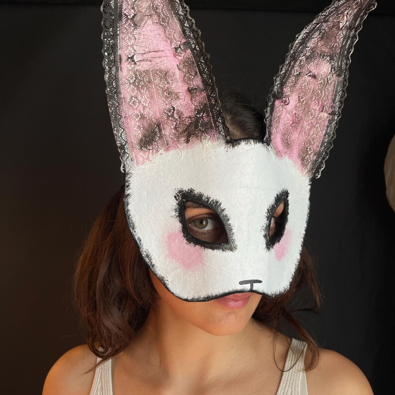 White Rabbit Masquerade Mask - Scary Bunny Halloween Mask - Costume ...