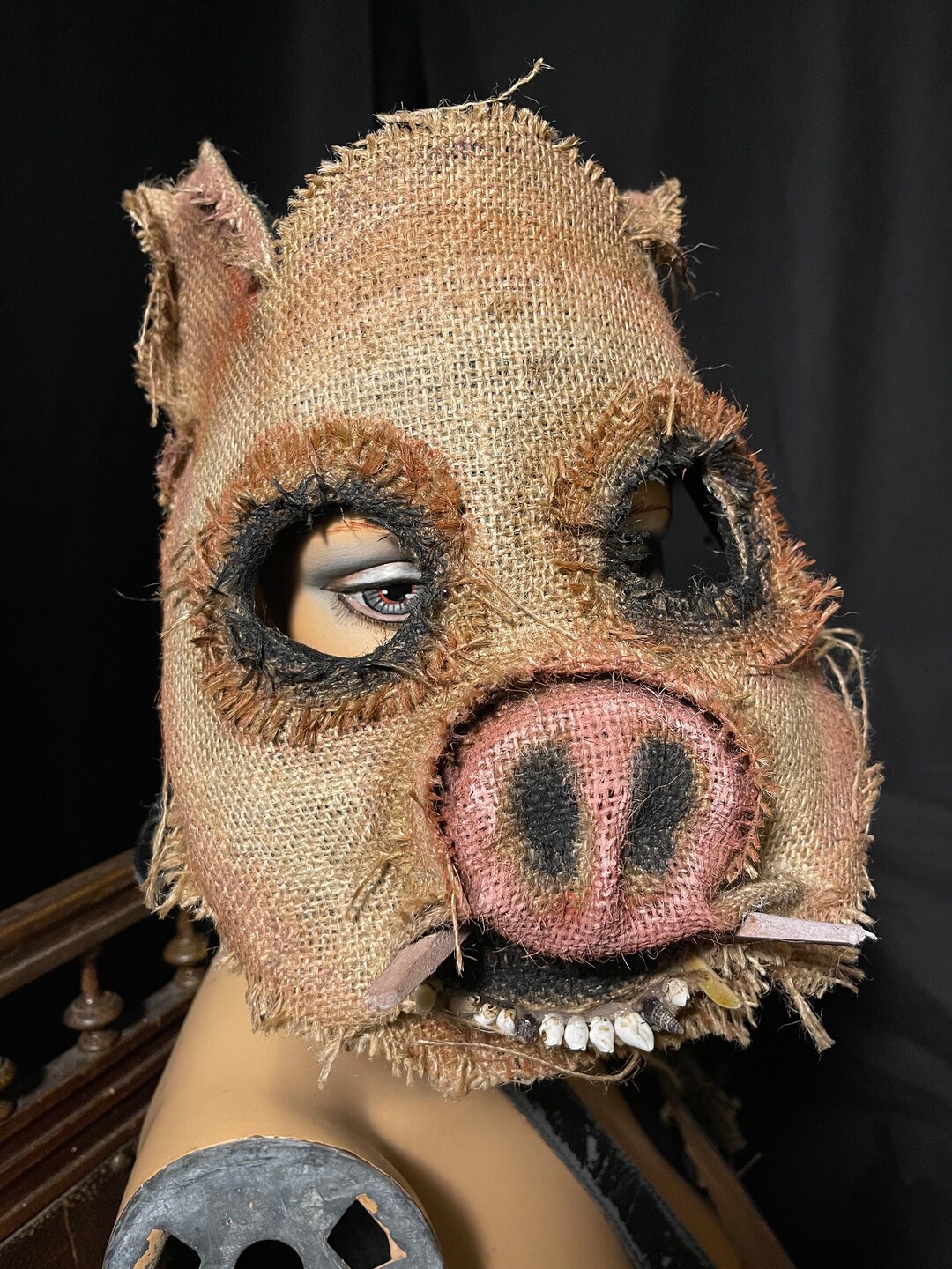 Hog Horror Pig Mask - Scary Adult Halloween Boar Costume - Handmade ...