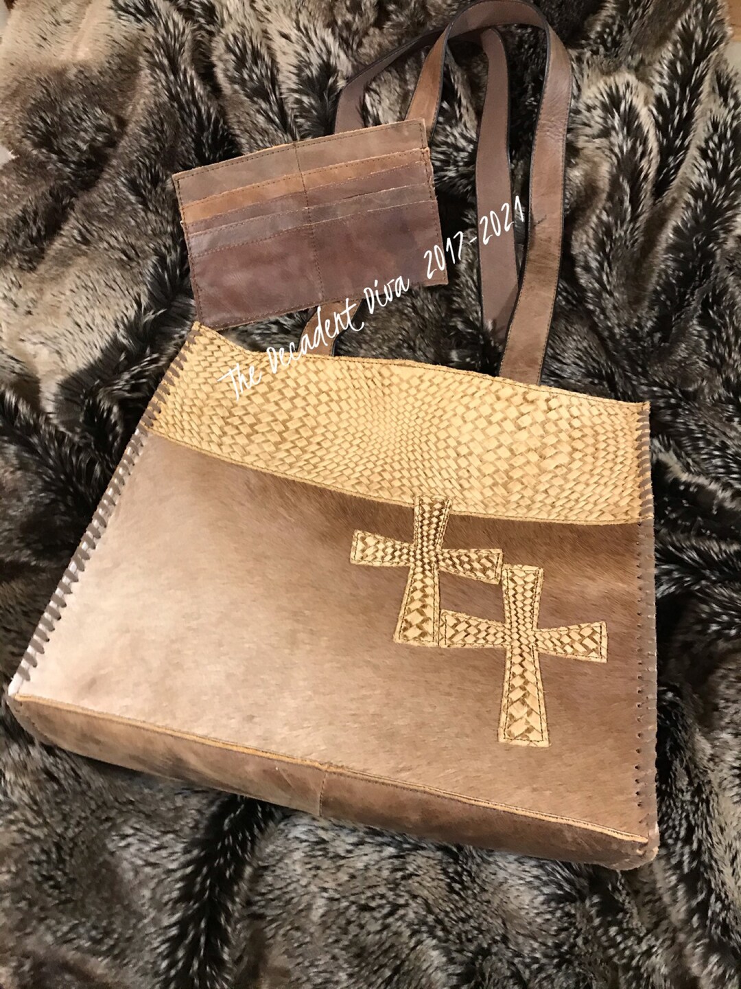 Cross, Cowhide Leather Tote Bag, Buckskin Cowhide Shoulder Tote, Tan ...