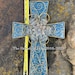Blue Metal Floral Cross, Hammered Turquoise, Gold Accent - Etsy