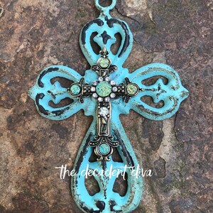 CROSS Metal Cross Turquoise Blue Blue Cross Wall Cross - Etsy