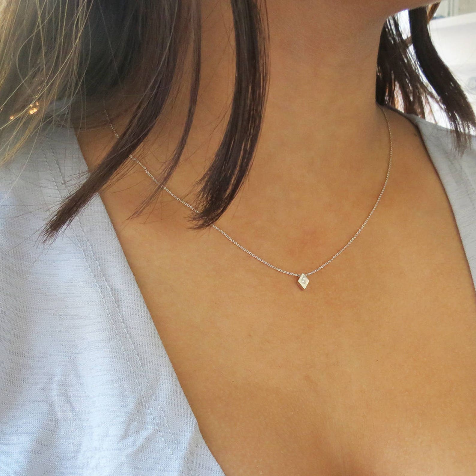 Dainty Necklace DIAMOND Gift for Women Letter Necklace Tiny - Etsy