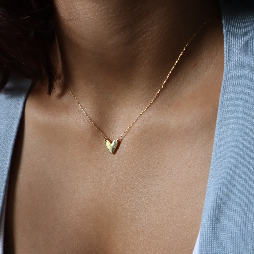 Dainty Gold Heart Necklace Layering Necklace Delicate Gift for Woman ...