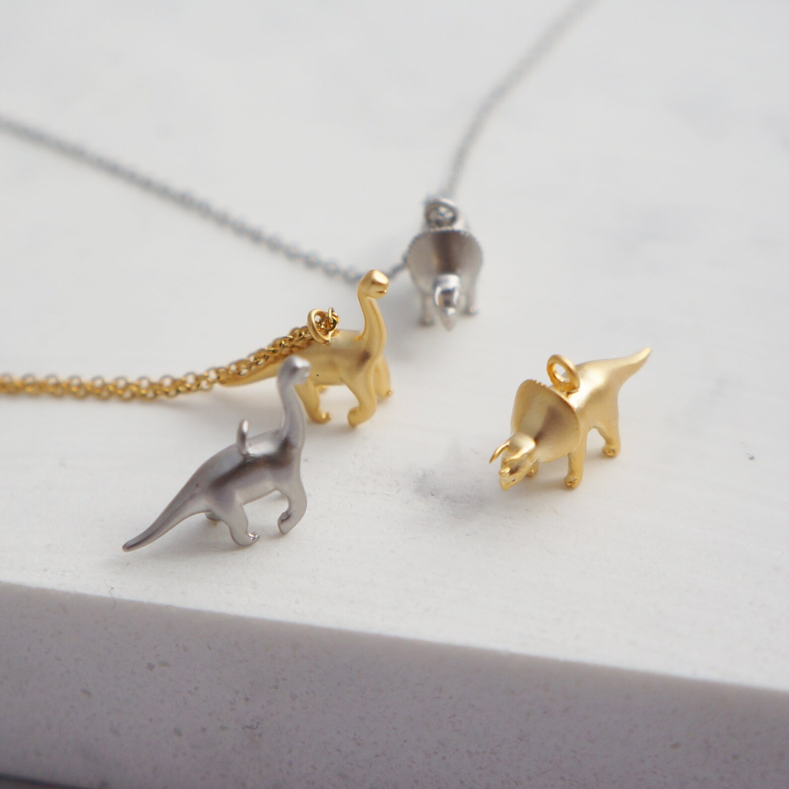 Mini Dinosaurs Necklace Triceratops Brachiosaurus Necklace - Etsy