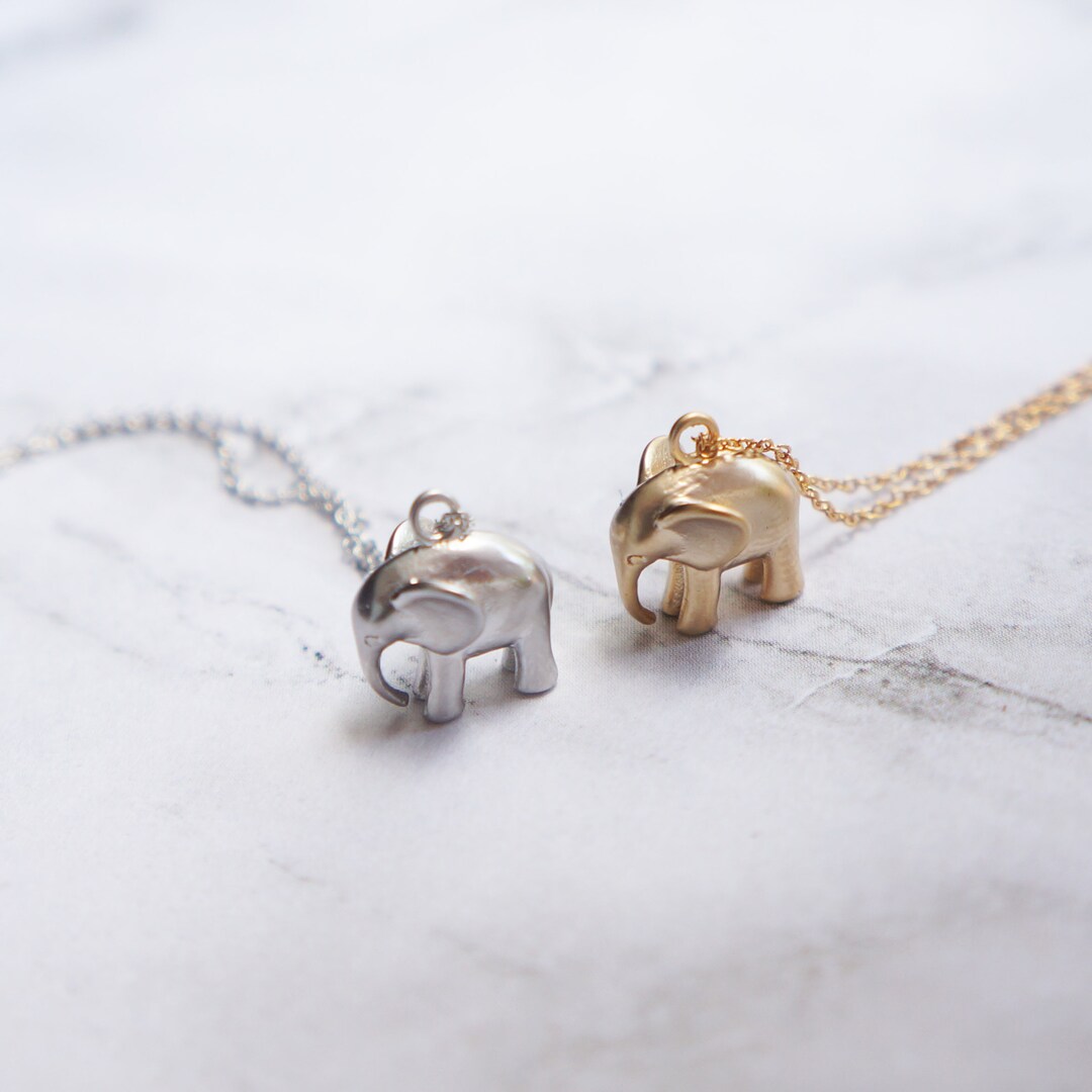 Tiny Elephant Charm Necklace: Gold or Silver Minimalist Pendant - Etsy
