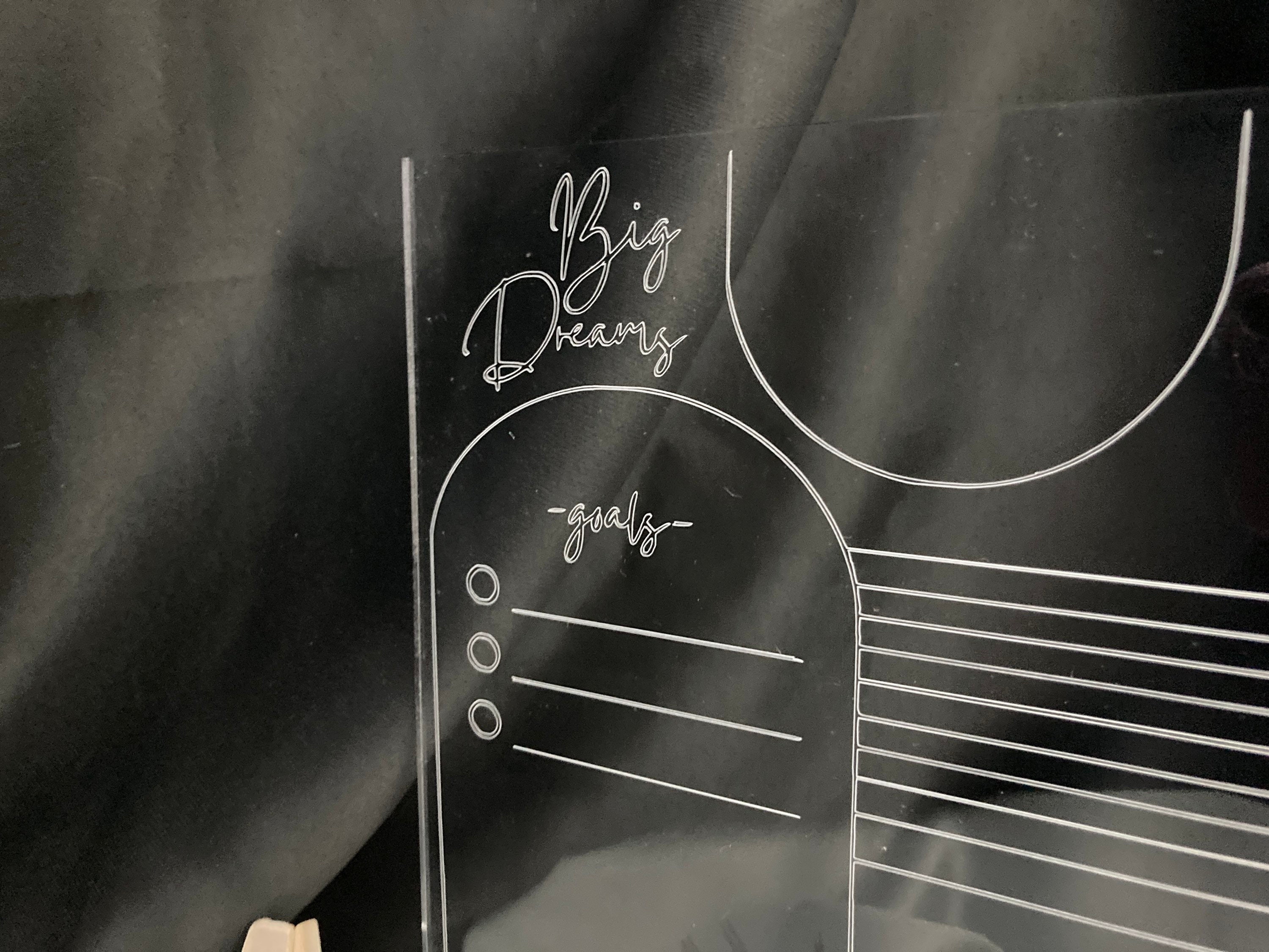 Dry Erase Habit Tracker and Goal Planner Clear Acrylic Lucite Engraved ...