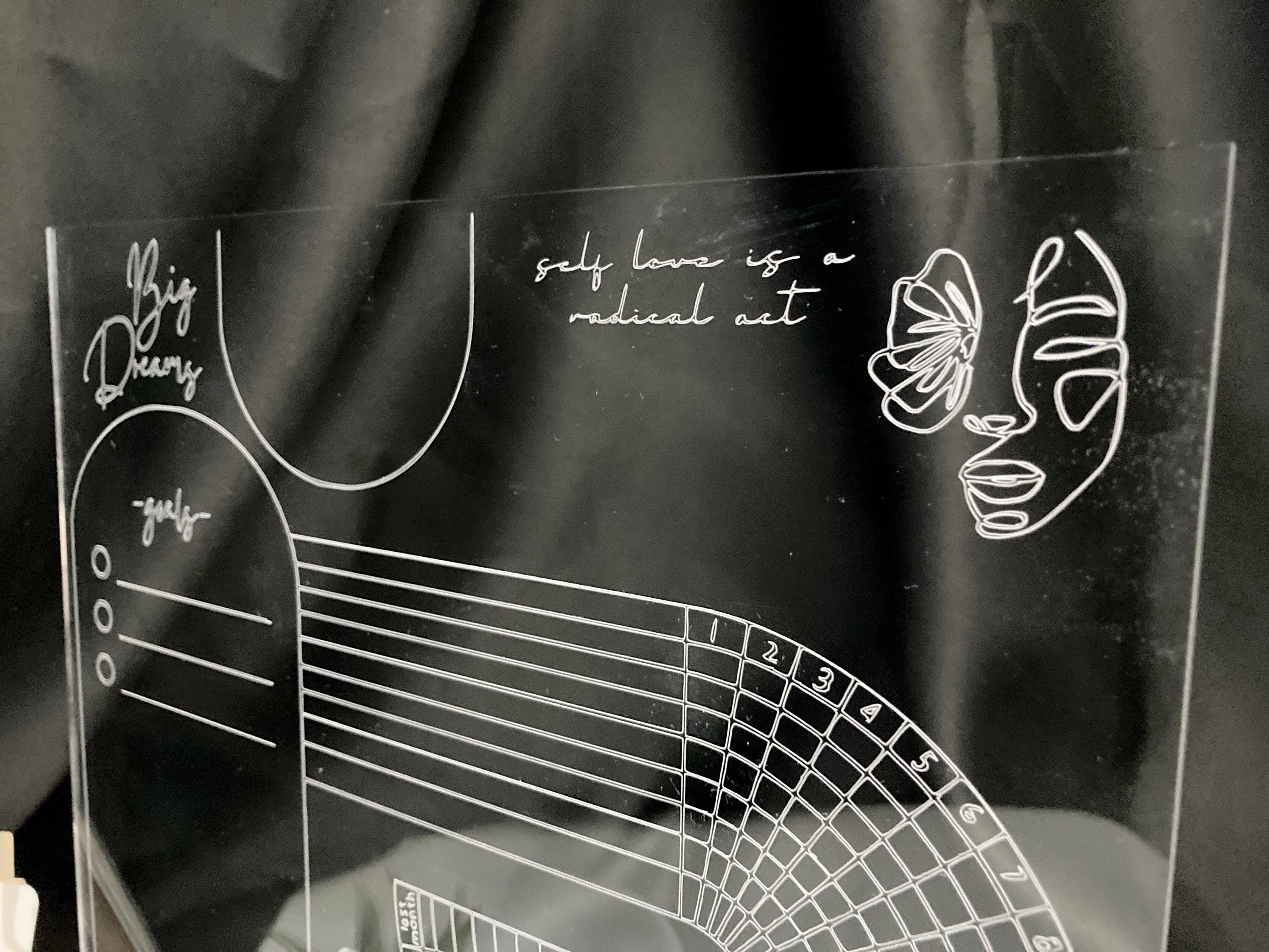 Dry Erase Habit Tracker and Goal Planner Clear Acrylic Lucite Engraved ...